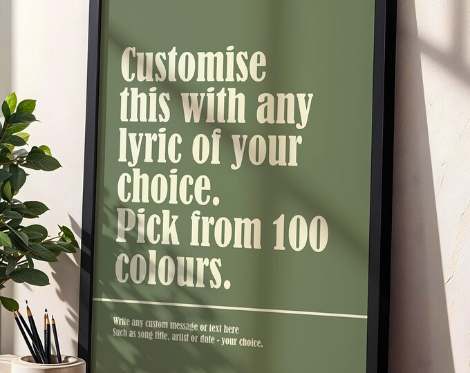 Custom Song Lyrics Print - Music Poster - Favourite Song Gifts - A5 A4 ...