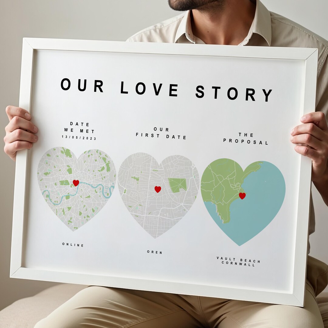 Personalized Memories Map Print | Custom Paper Wedding Anniversary Wall ...