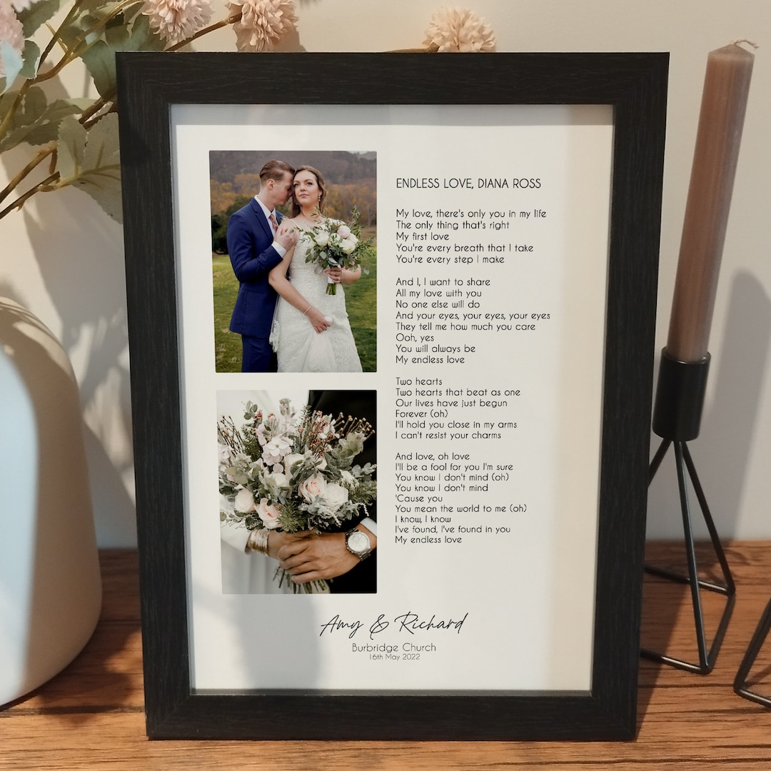 Personalised Wedding Song Lyric Print, Custom Anniversary Song Lyrics ...