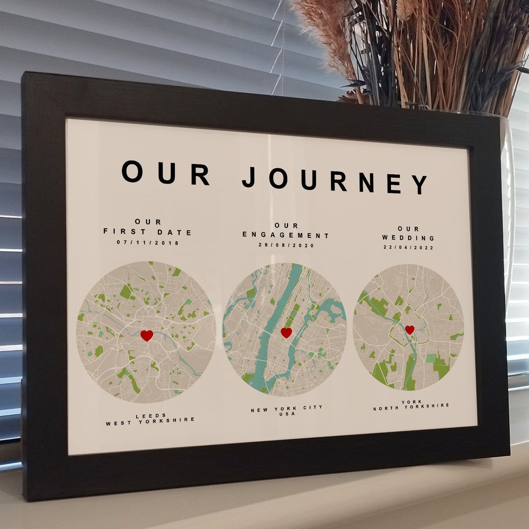 Custom Where We Met Map Print Personalised Paper Anniversary Wall Art ...