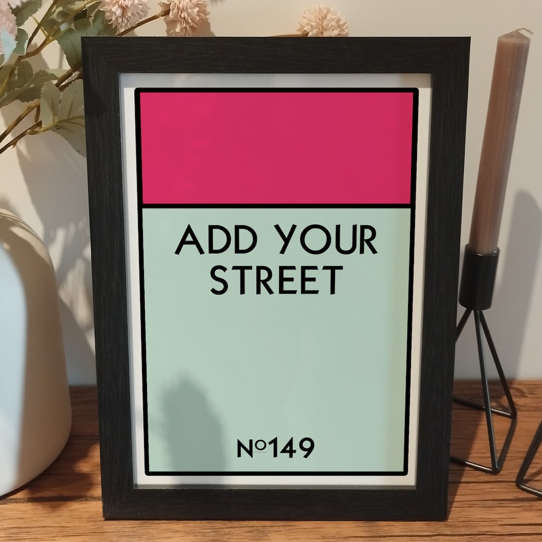 Personalised Monopoly Board Property Print Custom Monopoly House Framed ...