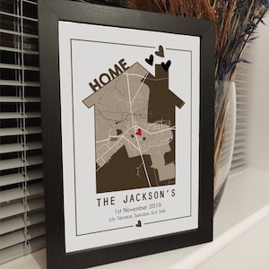 Custom Our New Home Map Print | Personalised First Home Anniversary ...