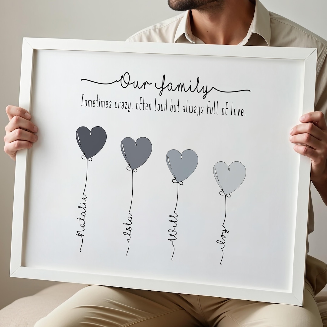 Personalised Our Family Print | Framed Family Portrait Print | Digital ...