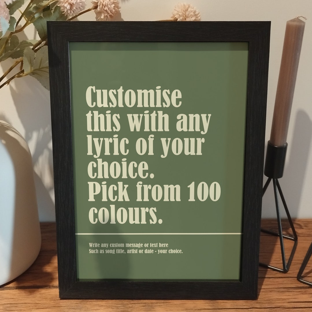 Custom Song Lyric Print Personalised Music Lyric Wall Art Wedding First ...