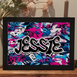 Personalised Name Graffiti Wall Art Print, Colourful Kids Room Decor ...