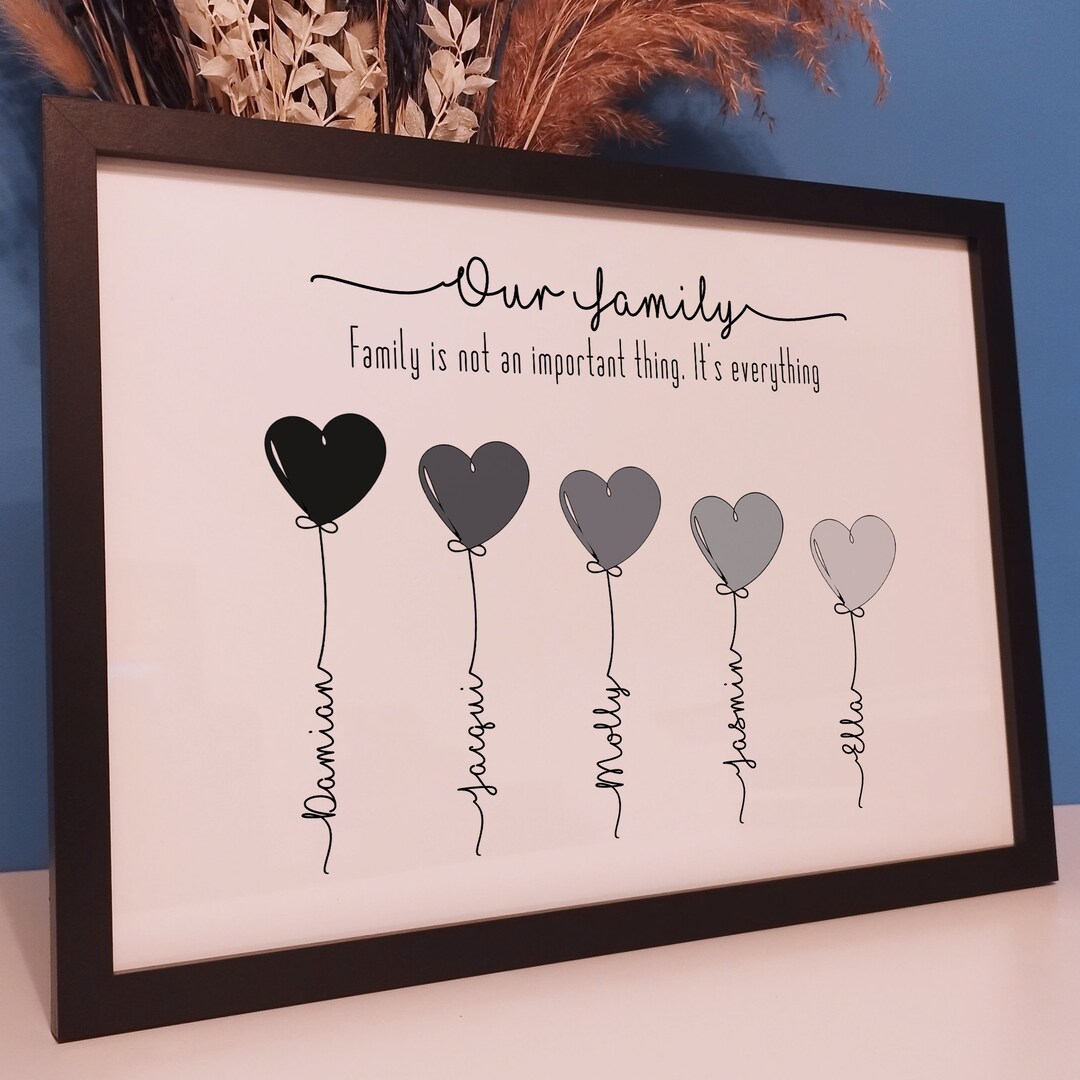 Personalised Our Family Print Framed Family Portrait Print Digital ...