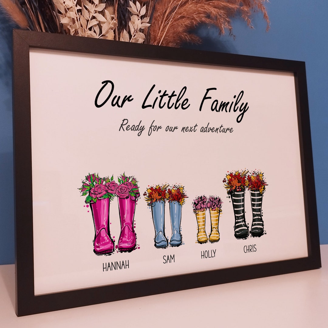 Custom Welly Boot Print Gift for Family | Personalised Wellington Boot ...