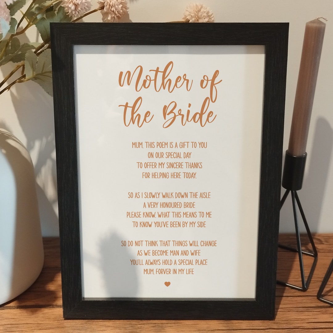 Mother of the Bride Poem Print, Custom Wedding Print, Wedding Poem Wall ...