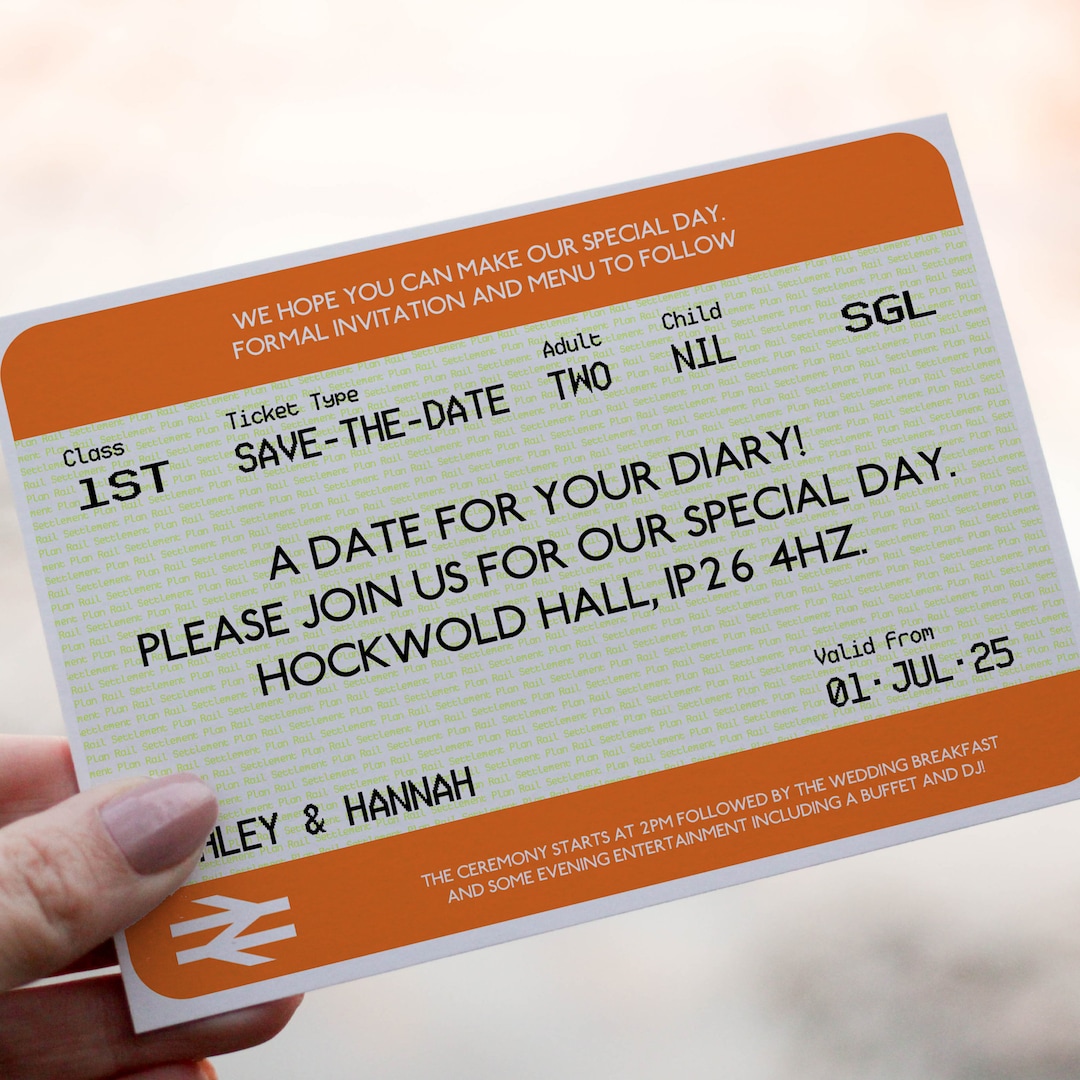 Custom Train Ticket Wedding Invitations | Unique Personalised Railway ...