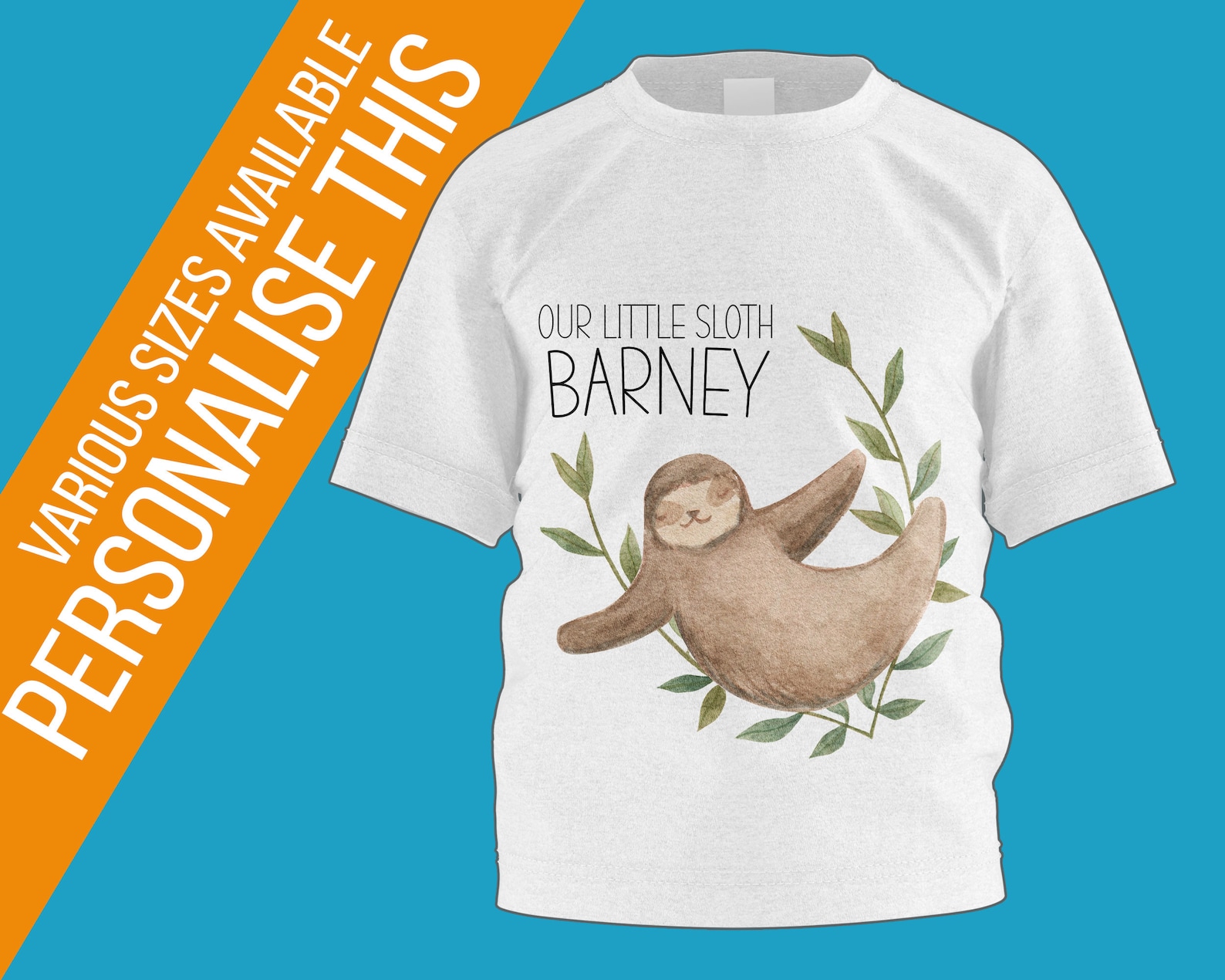 Personalised Sloth Kids T-Shirt Children's Sloth Baby | Etsy