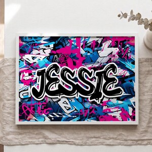 Personalised Name Graffiti Wall Art Print, Colourful Kids Room Decor ...