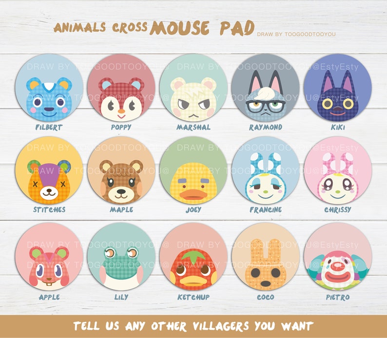 Animal Crossing Villagers Mouse Pad amibo Card Mouse Pad | Etsy