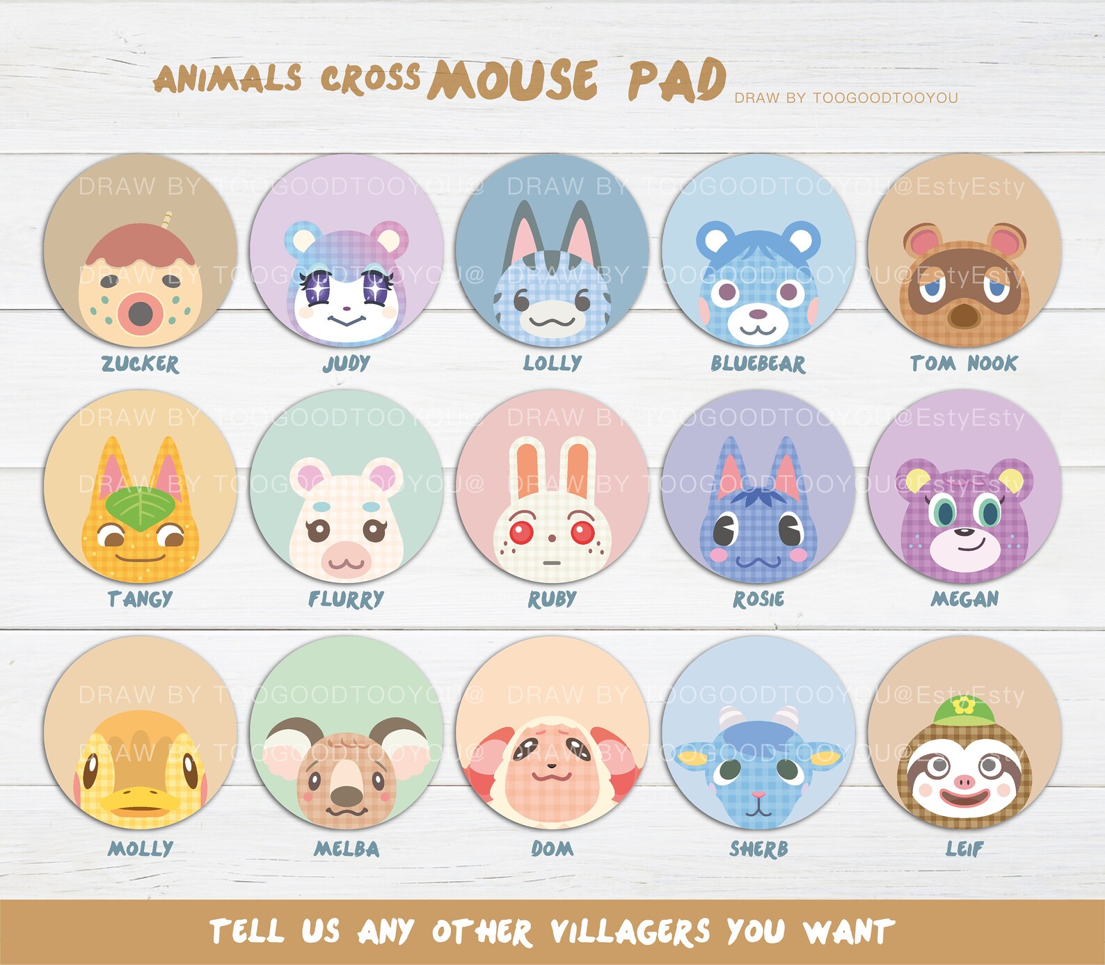 Animal Crossing Villagers Mouse Pad Amibo Card Mouse Pad | Etsy