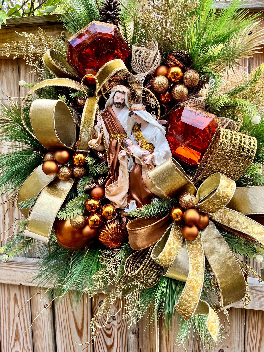 Nativity Christmas Wreath for Front Door, Merry Christmas Decor, Jesus ...