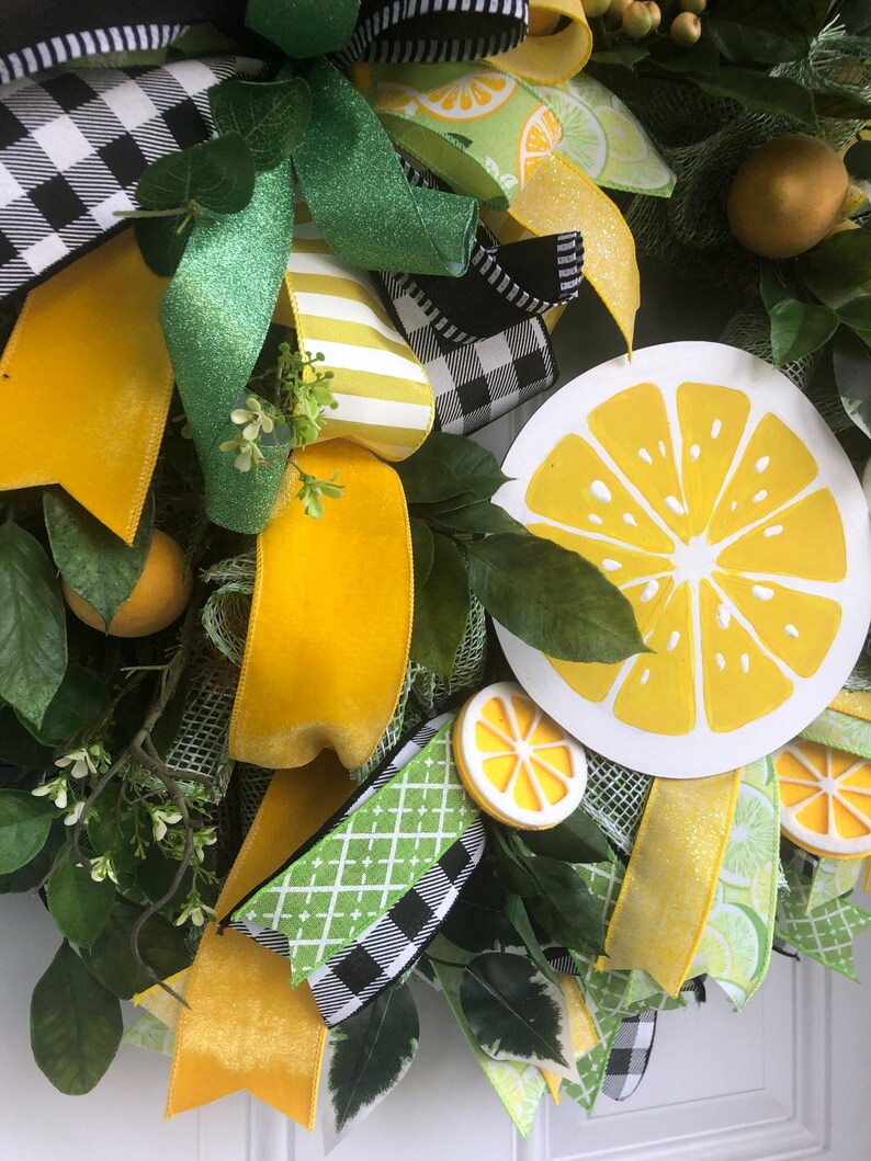 Lemon Wreath Summer Lemons and Greenery Wreath Citrus - Etsy