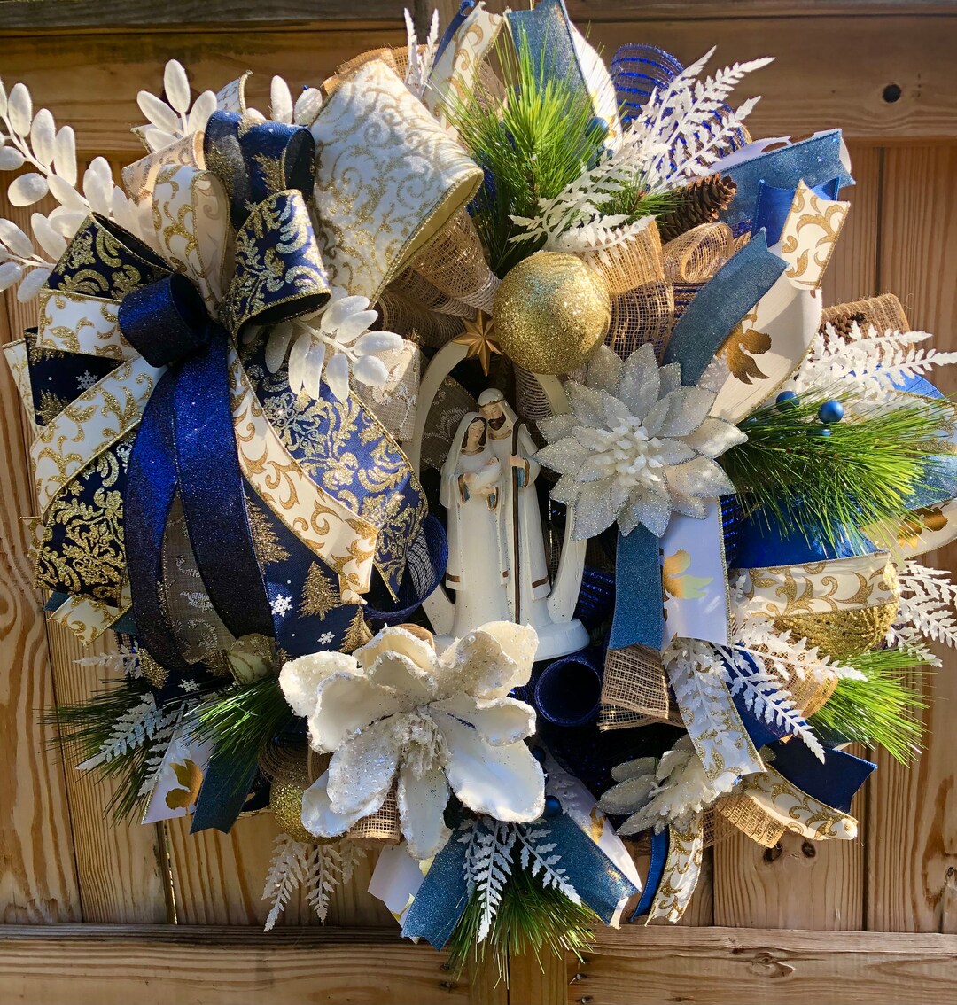 Nativity Scene Christmas Wreath, Church Wreath, Religious Wreath ...