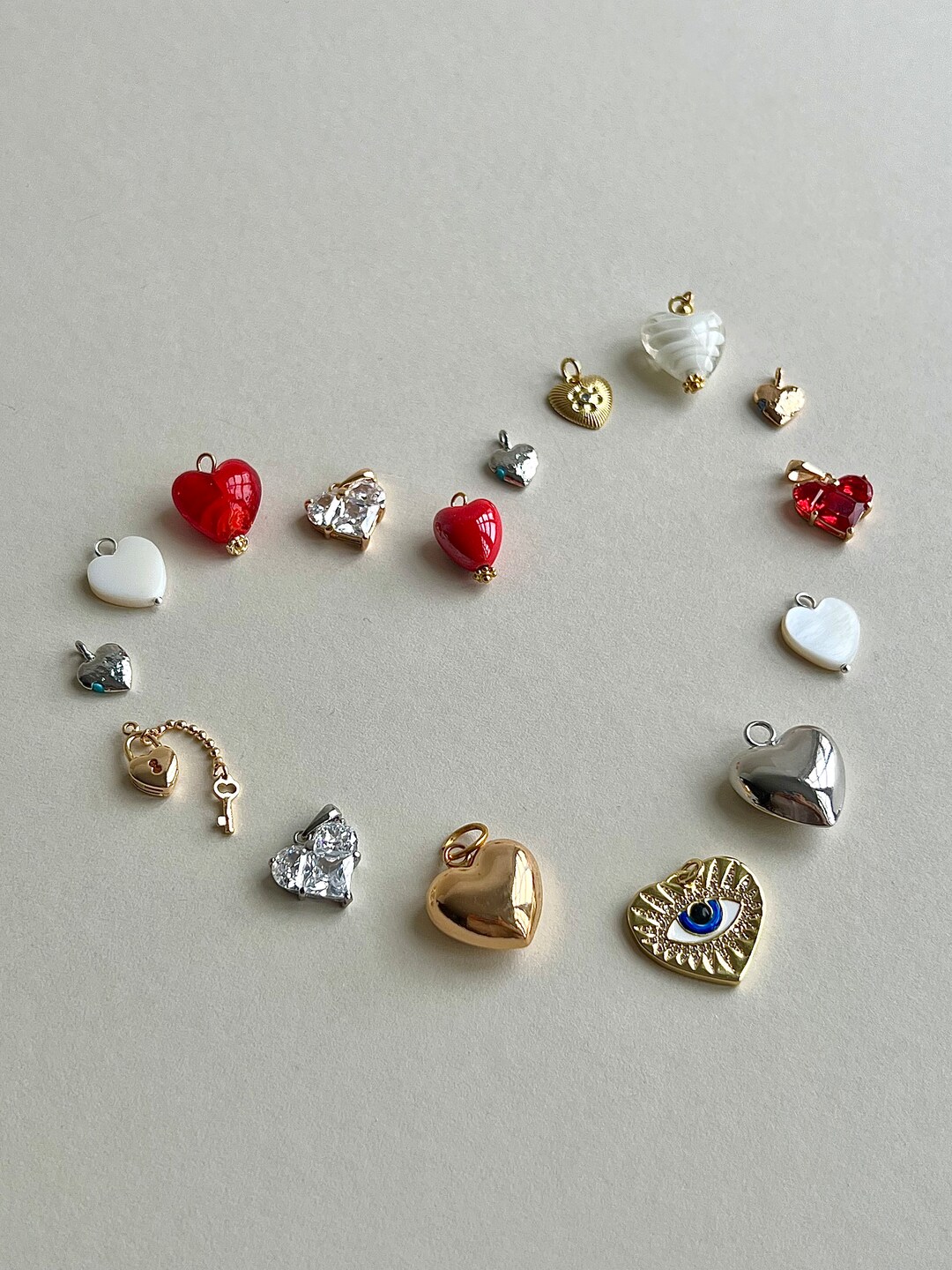 Love Charm, Heart Shape Pendant, Jewellery Charms for Earrings, Gold ...