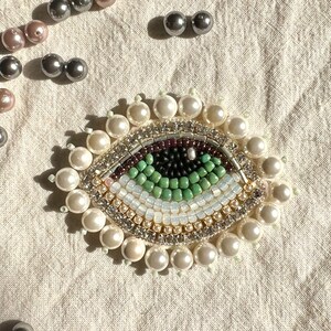 Handmade Evil Eye Brooch: Beaded Amulet Pin With Genuine Pearls - Etsy