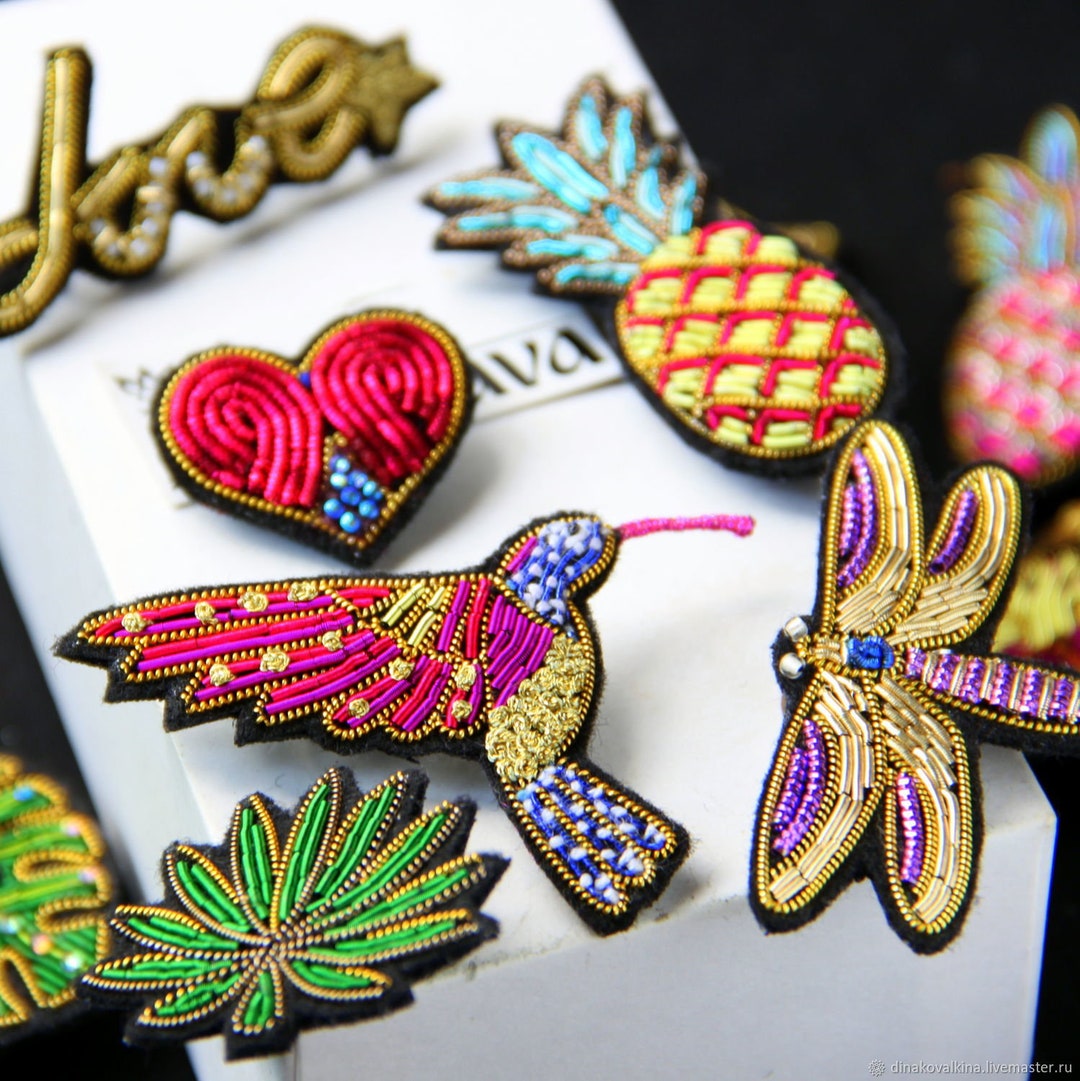 Handmade Embroidered Brooch: Custom Logo Design Pin - Etsy