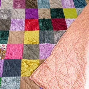 Velvet Patchwork Quilt/ Multi Color Quilt/ Luxury Quilt/boho Quilt ...