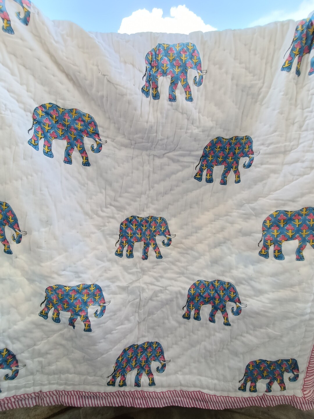 Kids Quilt /hand Block Print Quilt/ Elephant Block Print Quilt /toddler ...