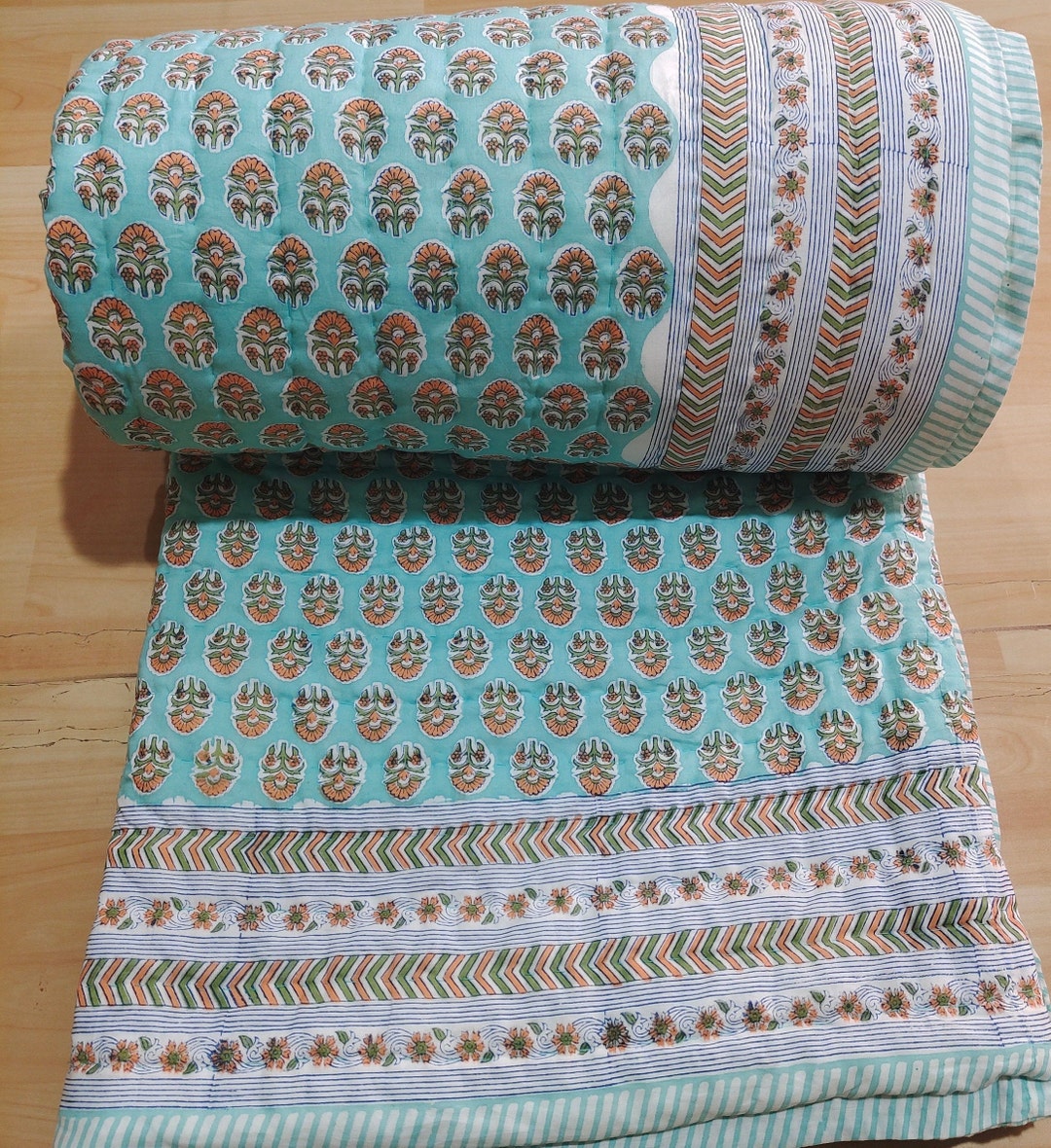 Rajasthani Hand Block Print Reversible Cotton Razai, Jaipuri Block ...