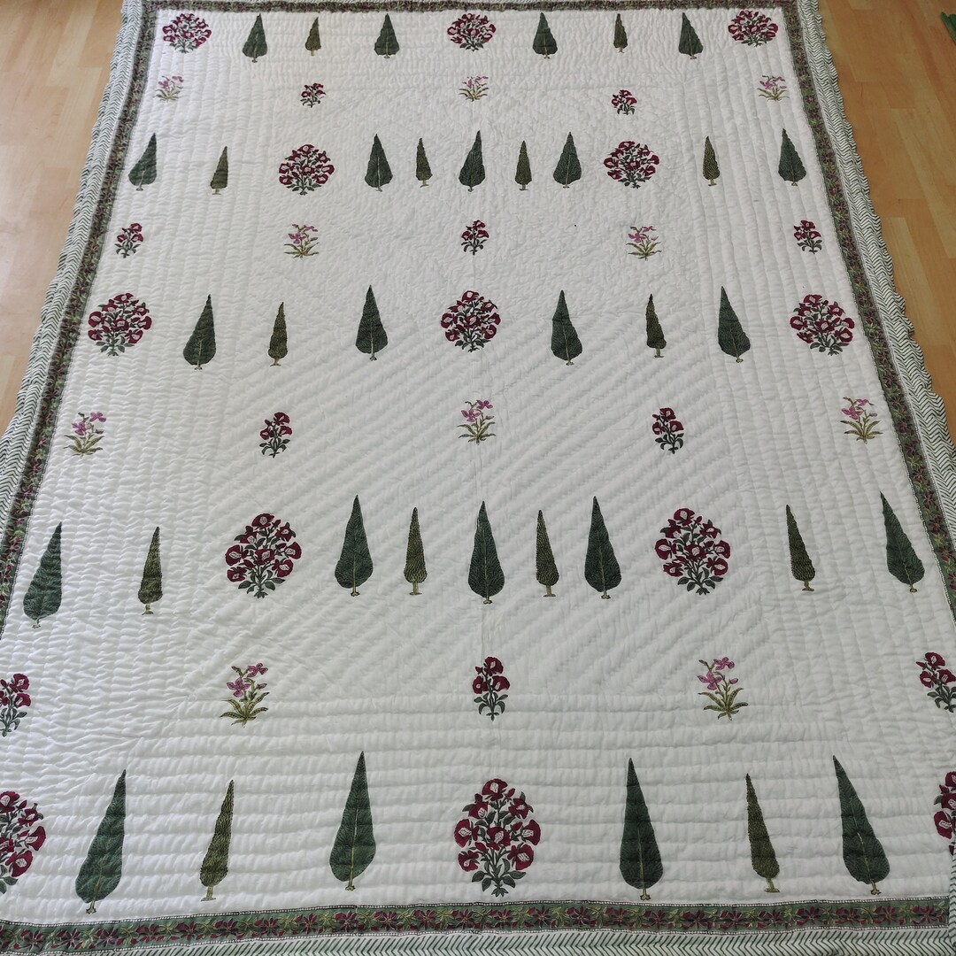 Indian Jaipuri Block Print Quilt Printed Reversible Rajai Cotton ...