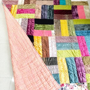 Velvet Patchwork Quilt/ Multi Color Quilt/ Luxury Quilt/boho Quilt ...