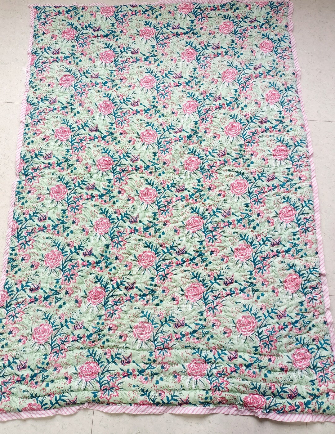 Baby Quilt Block Print, Baby Quilt Comforter, Baby Blanket, Indian ...