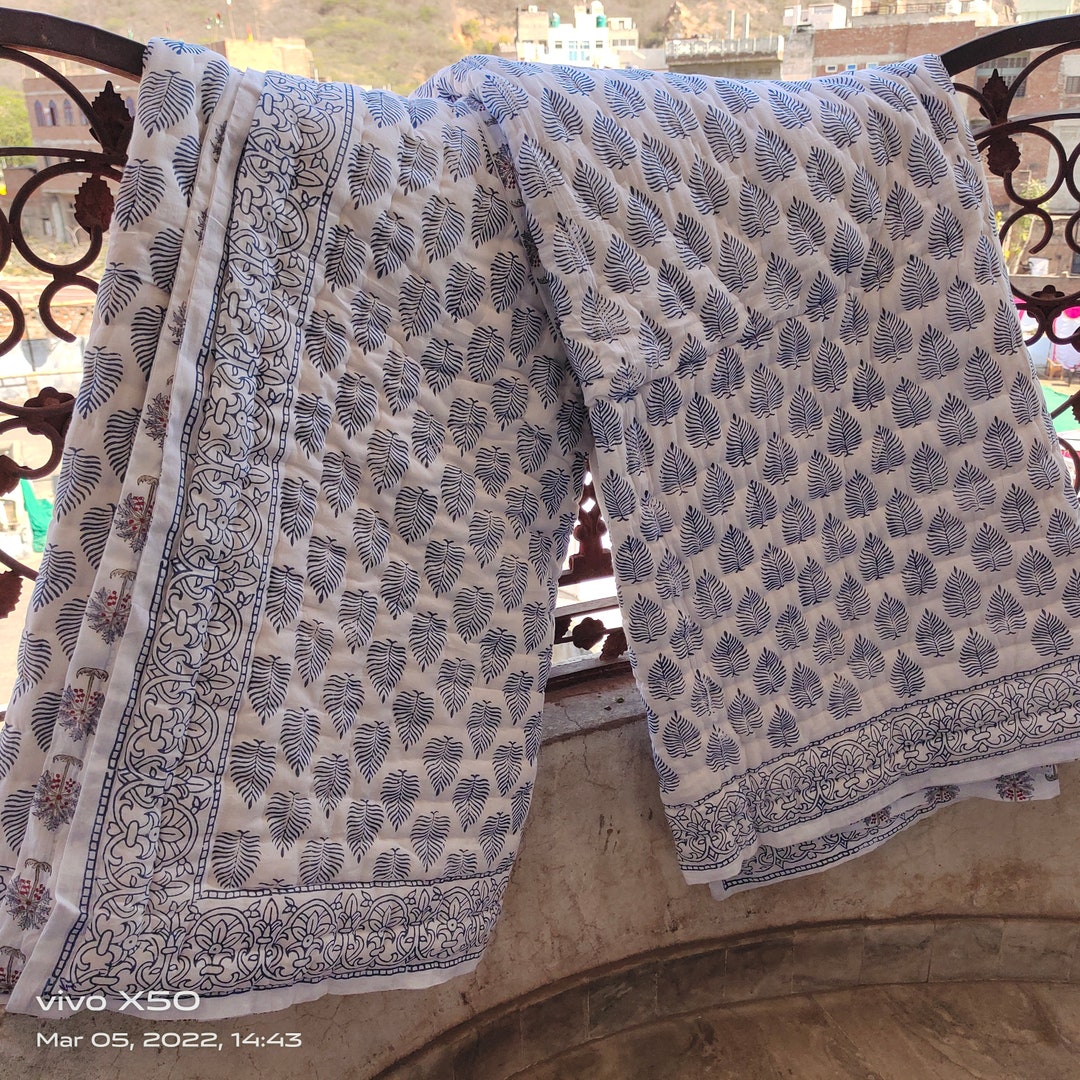 Hand Block Printed Quilt, Block Print Quilt, Handmade Quilt, Indian ...