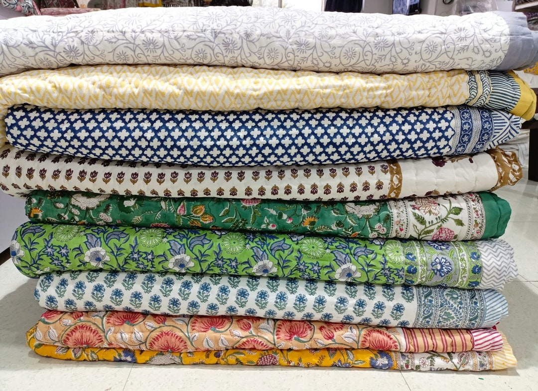Trending Cotton Comforter Multicolor Handmade Jaipuri Block Printed ...