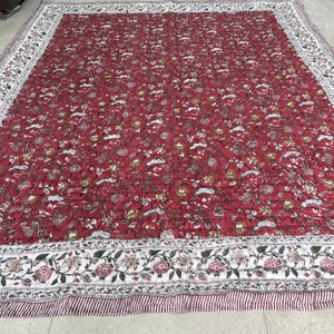 Beautiful Red Color Unique Jaipuri Block Print Cotton Quilt, Comforter ...