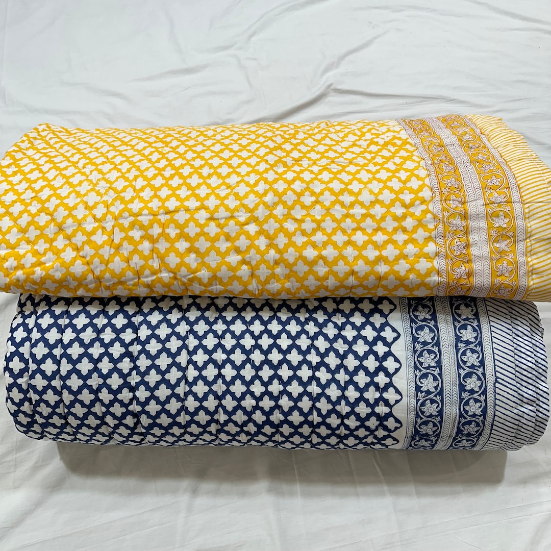 Geometric Design Indian Quilt 2 Color Available, Block Print Quilt ...