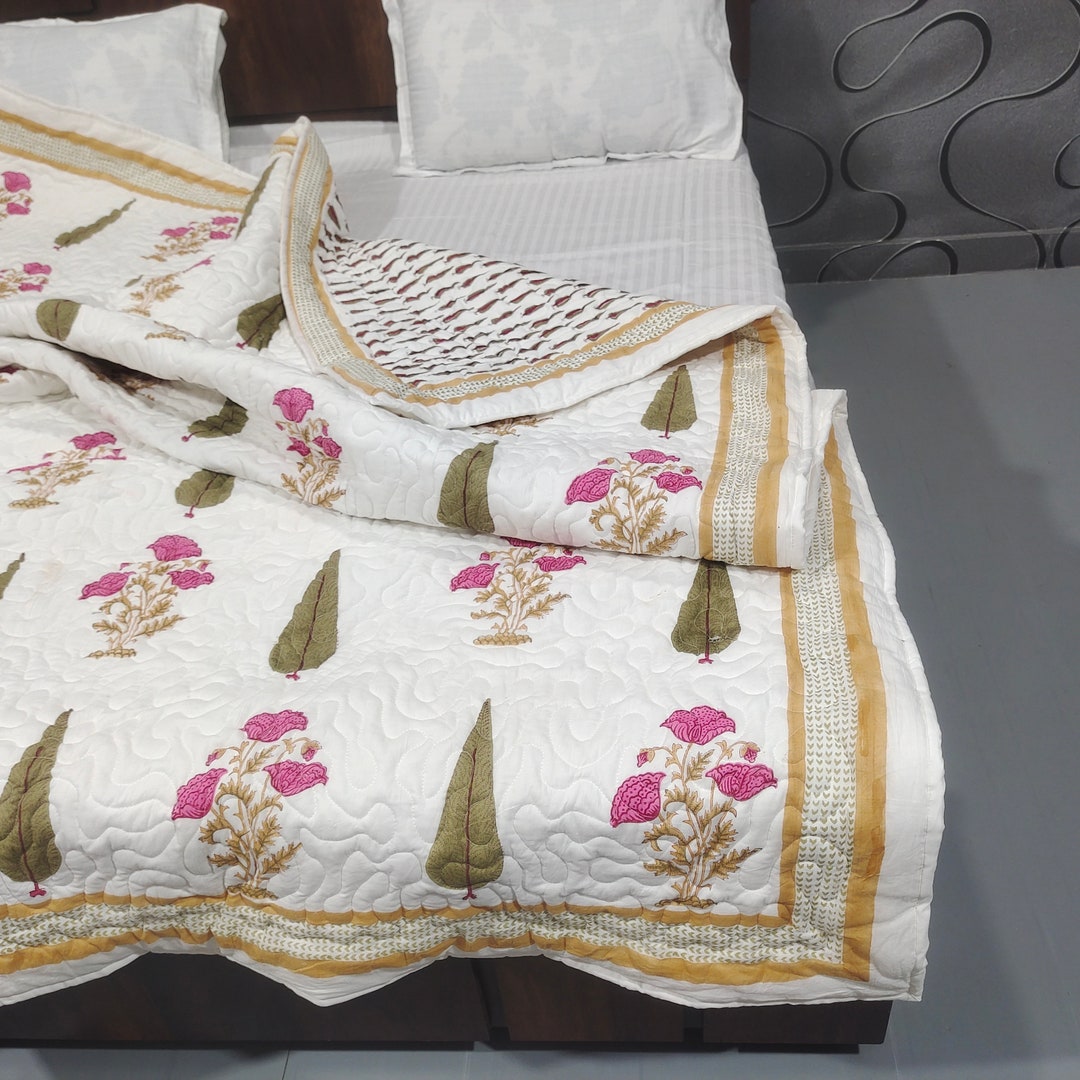 Traditional Indian Bedding | Summer Comforter Soft Cotton Quilt | Hand ...