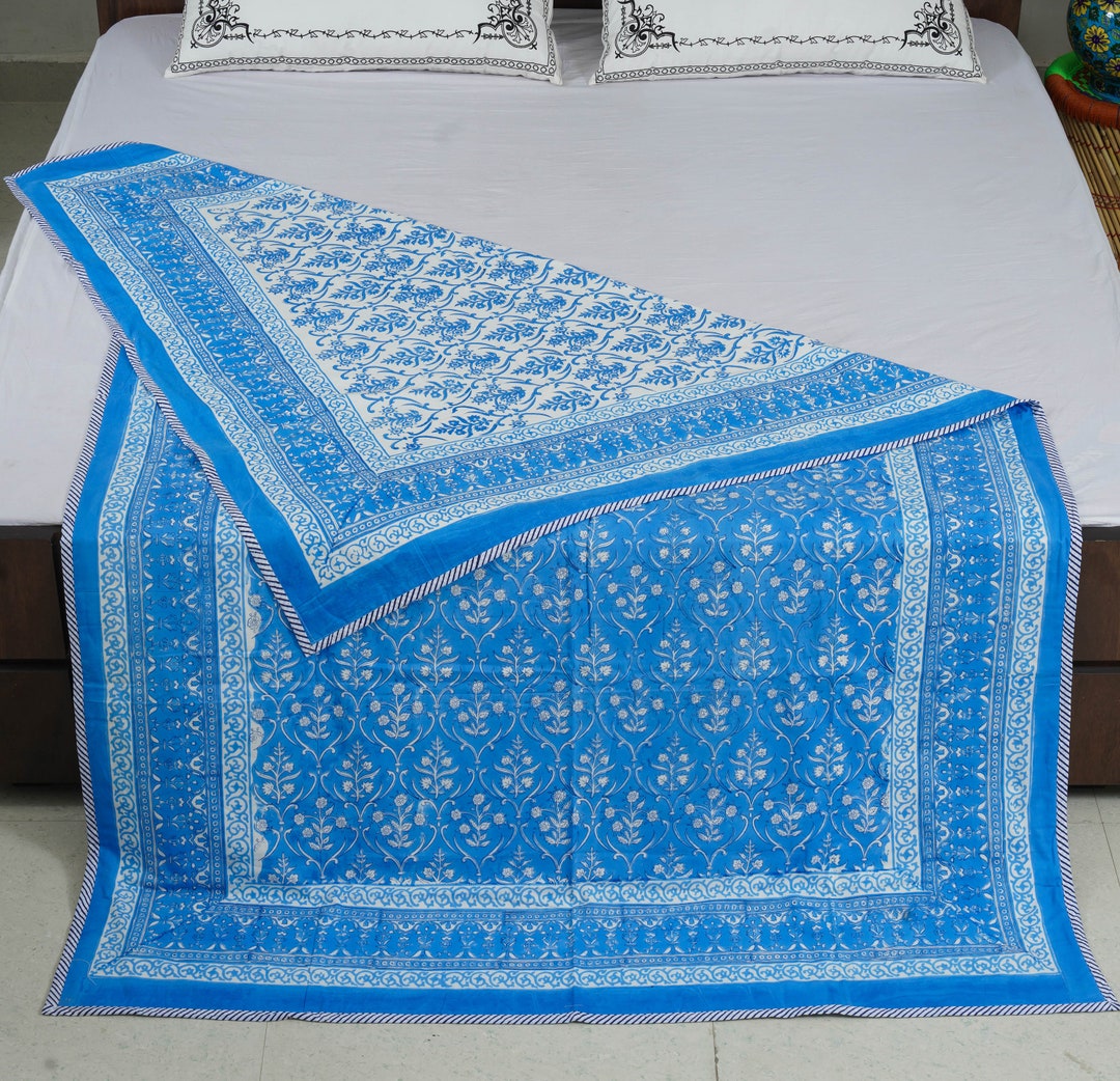 Hand Block Printed Quilt/dohar Reversible Rajai/cotton Dohar /super ...