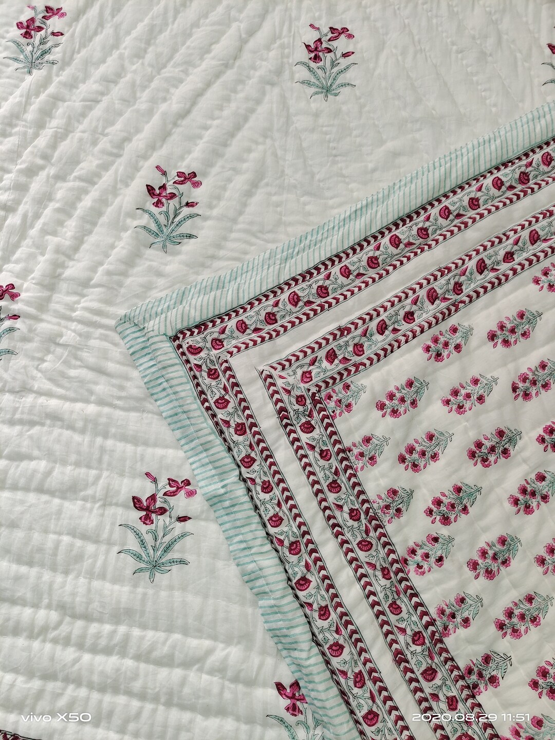 Double Size Quilt, Block Printed Quilt, Handmade Quilt, Ethnic Quilt ...