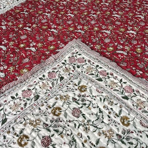 Beautiful Red Color Unique Jaipuri Block Print Cotton Quilt, Comforter ...