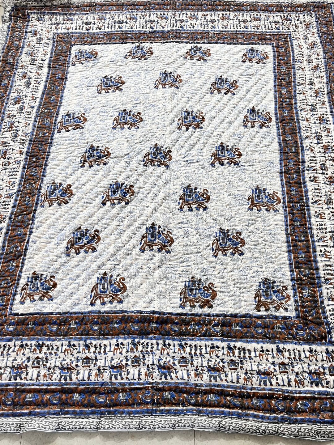 Rajasthani Wedding Band Baja Barati Design Block Print Cotton Quilt ...