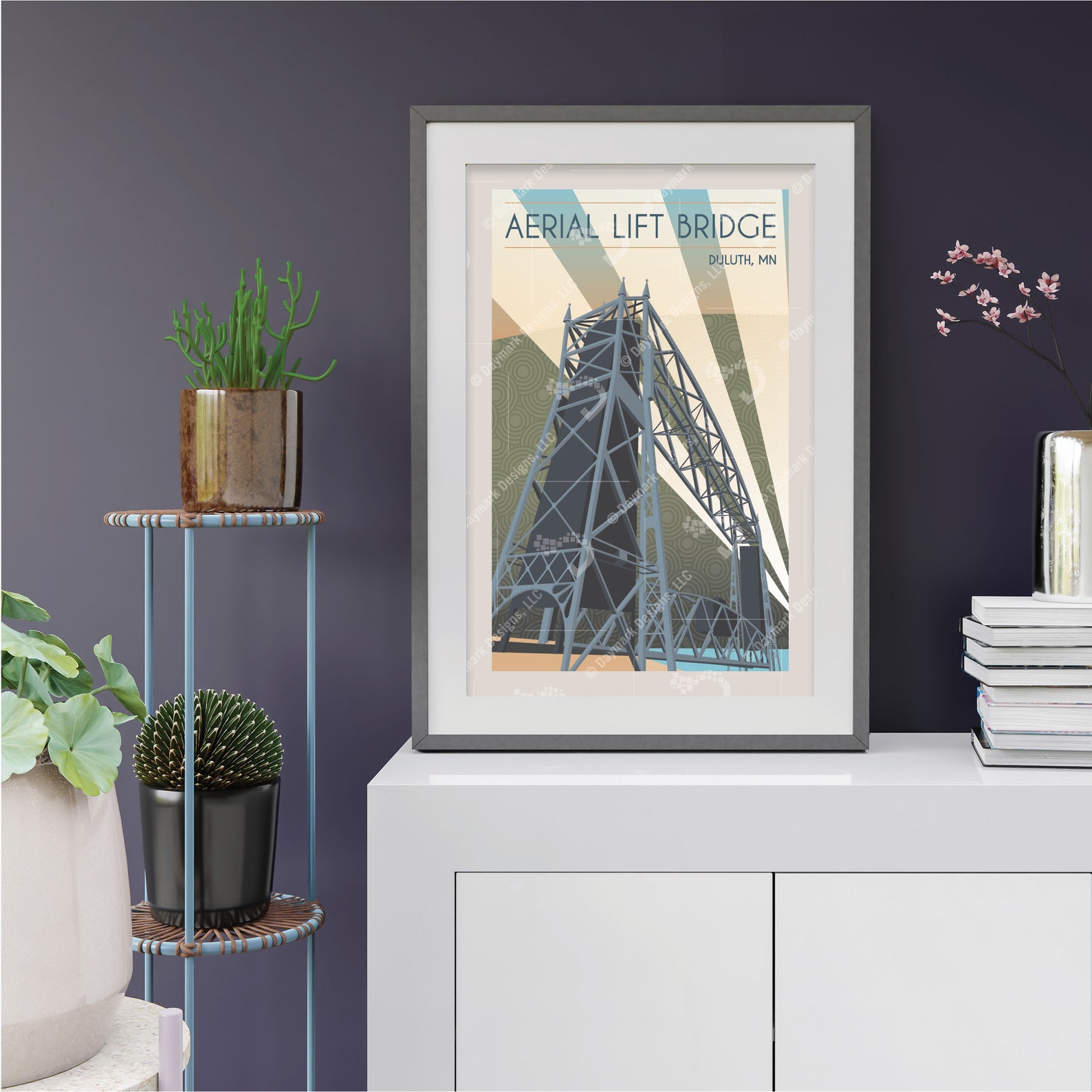Aerial Lift Bridge Retro Style Poster - Etsy