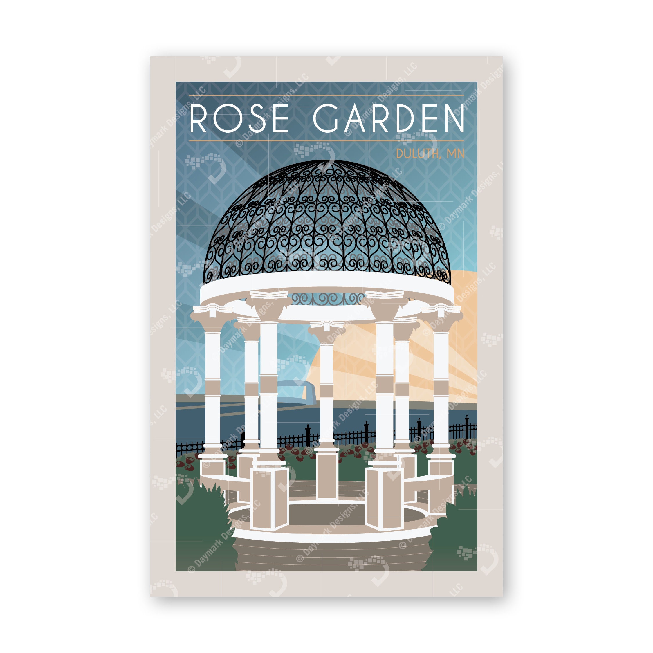 Rose Garden Gazebo Retro Style Poster - Etsy