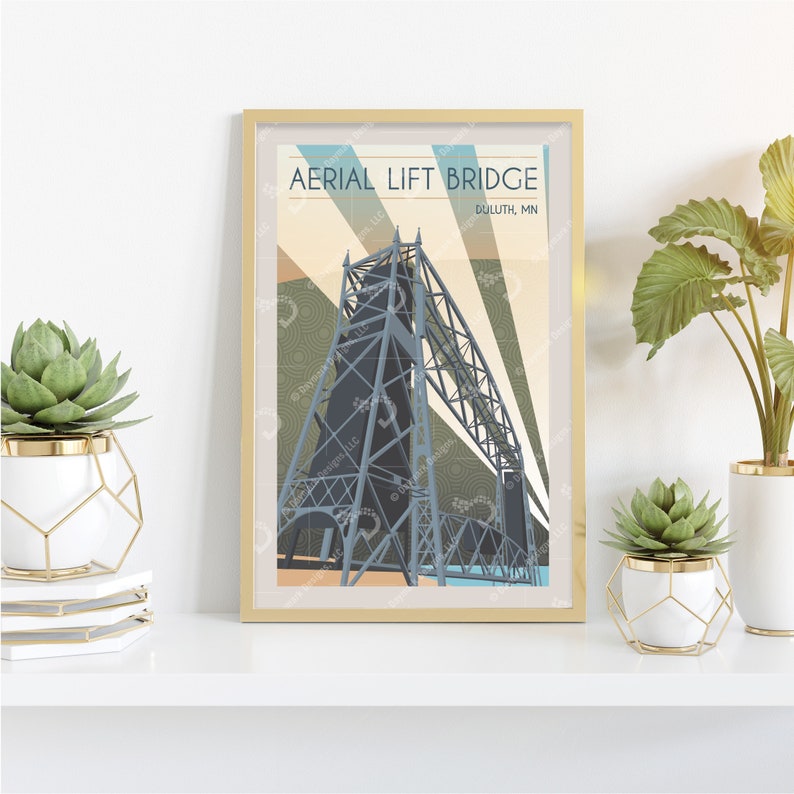 Aerial Lift Bridge Retro Style Poster - Etsy