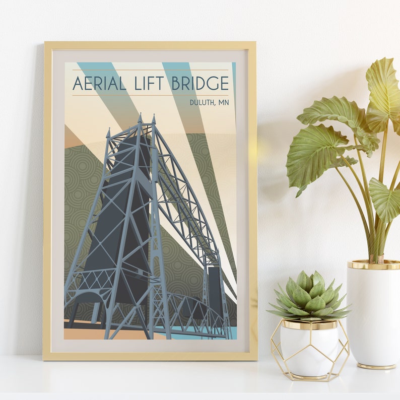 Aerial Lift Bridge Retro Style Poster | Etsy