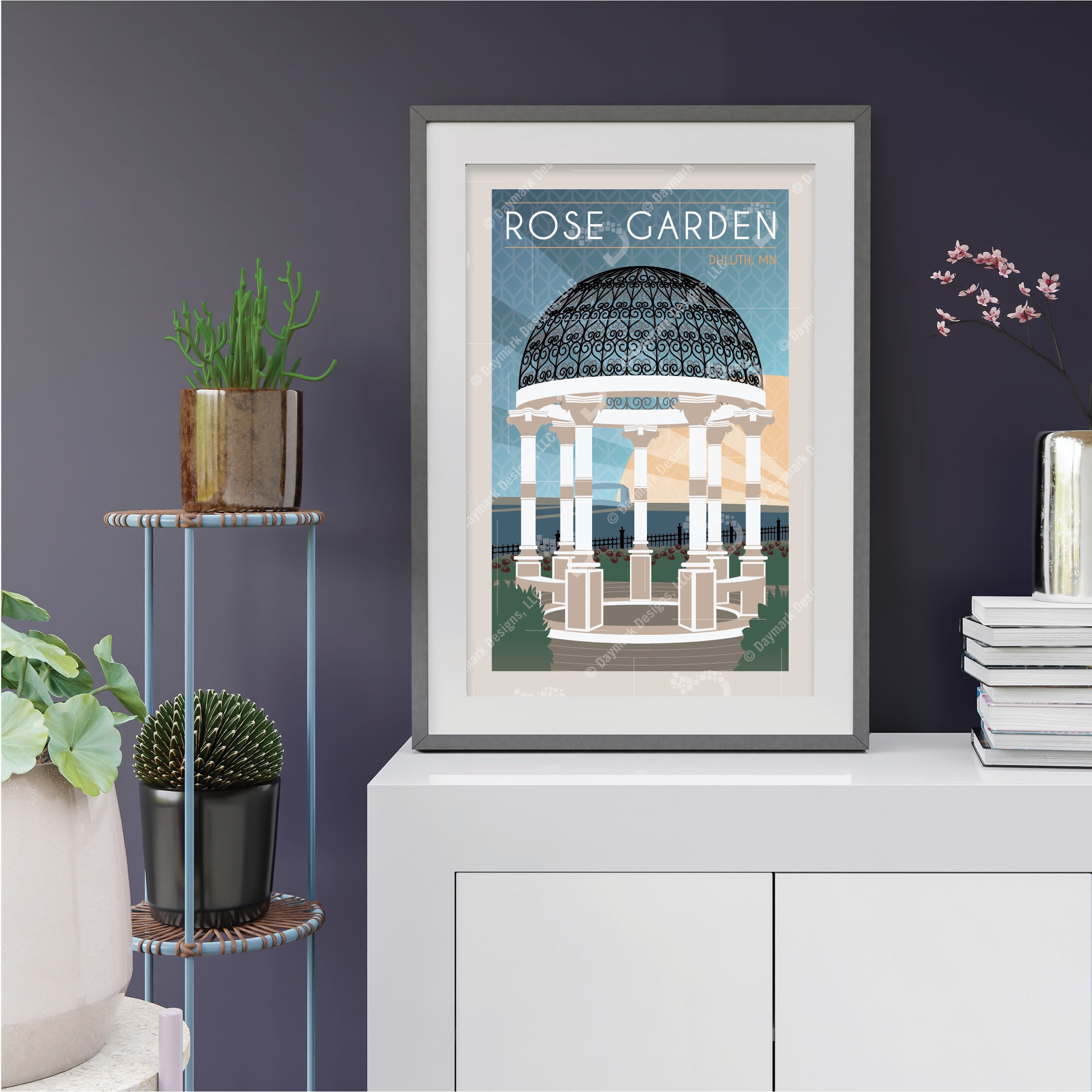Rose Garden Gazebo Retro Style Poster - Etsy