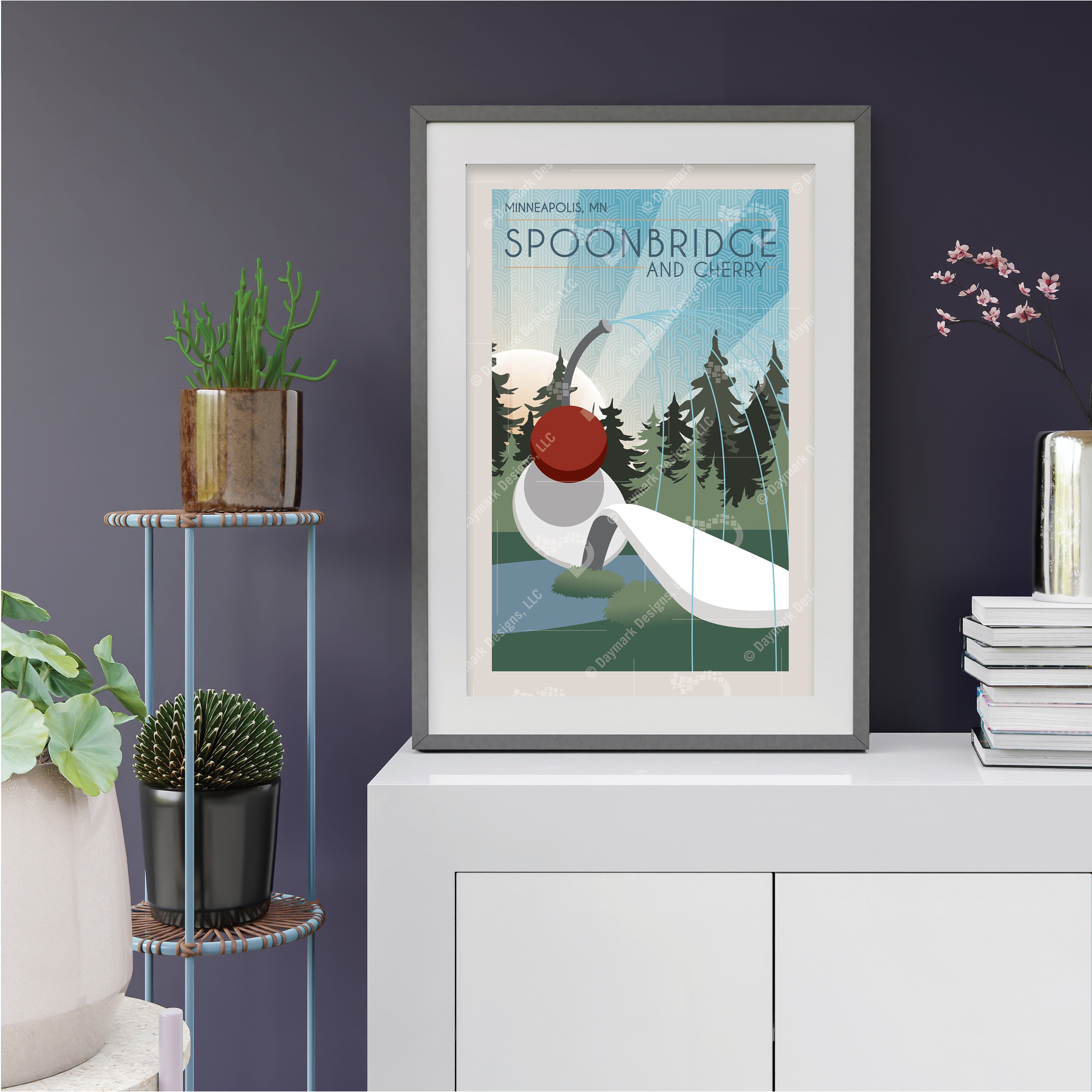 Spoonbridge & Cherry Retro Style Poster - Etsy