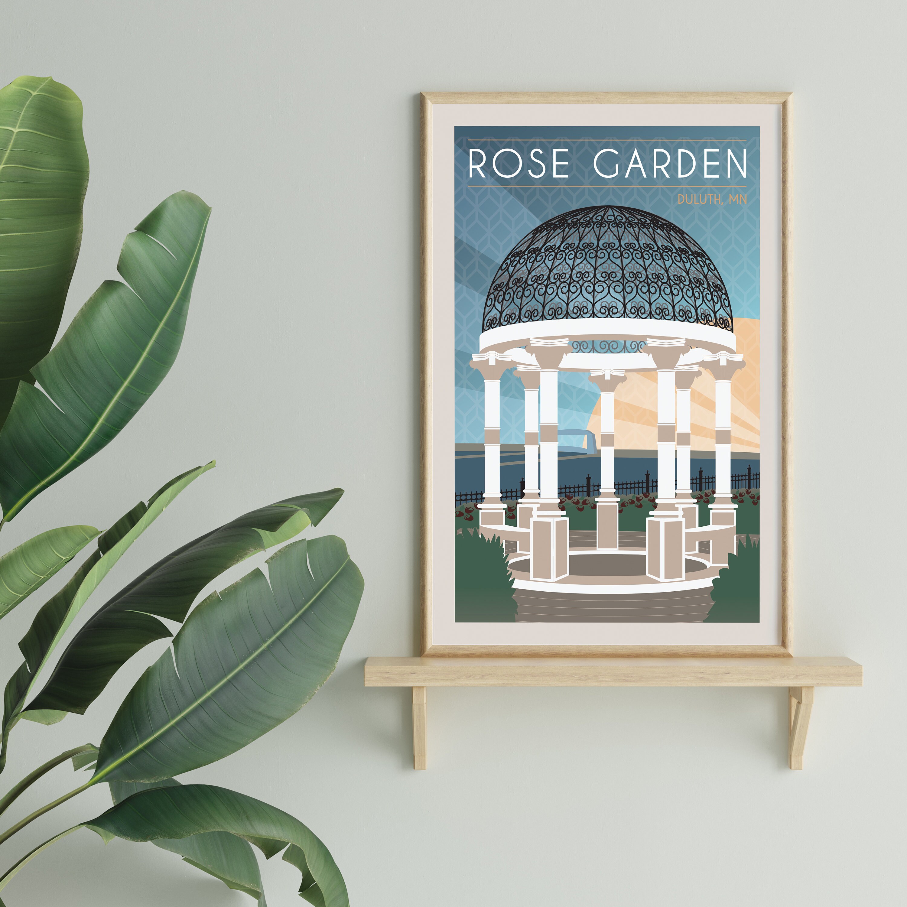 Rose Garden Gazebo Retro Style Poster | Etsy