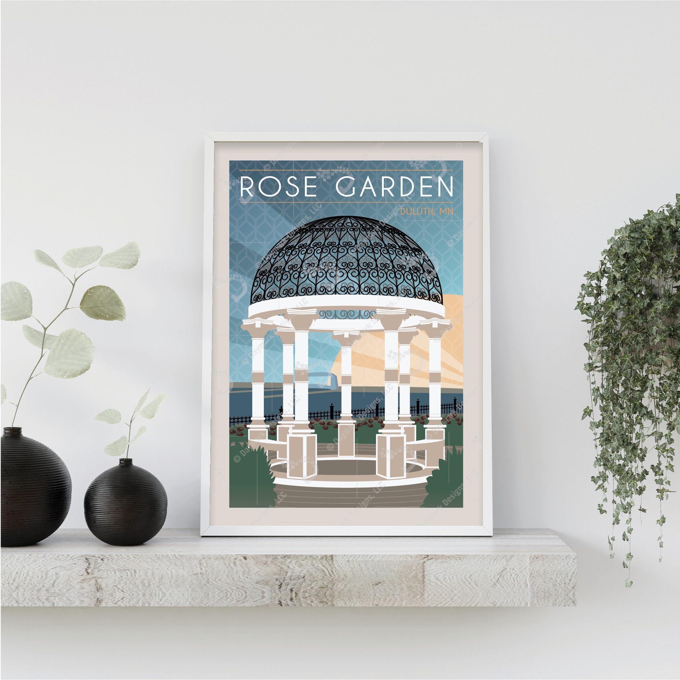 Rose Garden Gazebo Retro Style Poster - Etsy