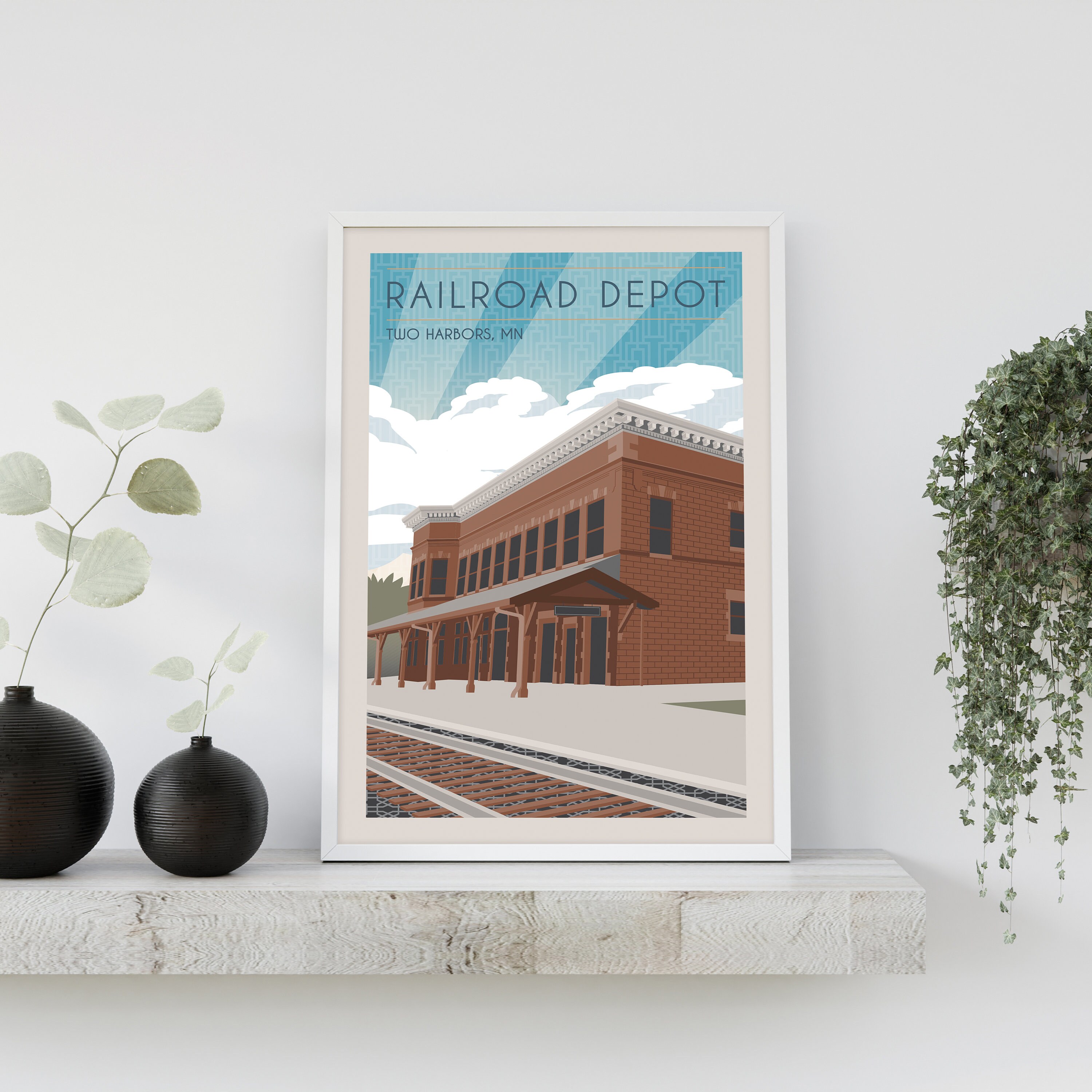 Railroad Depot Retro Style Poster | Etsy