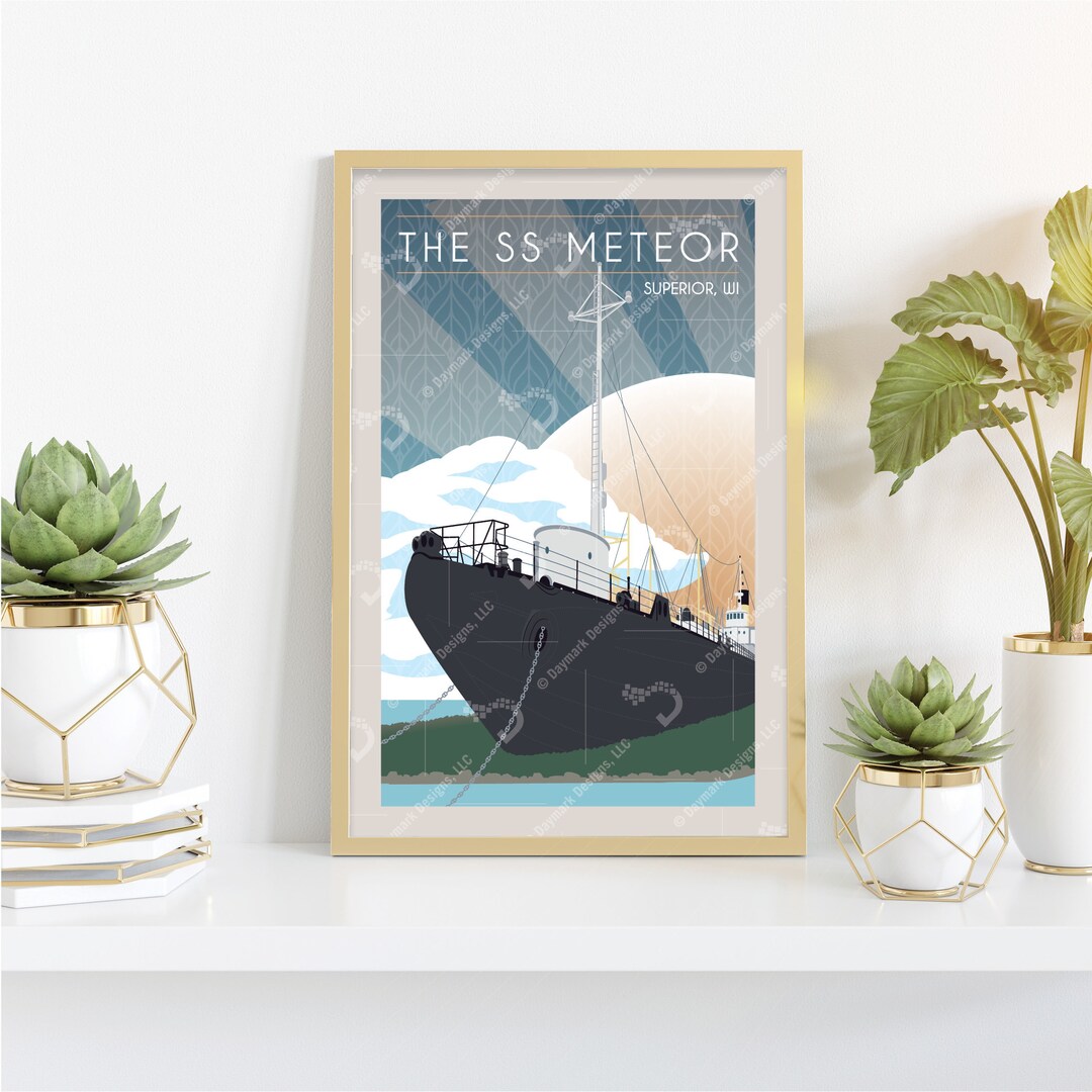 SS Meteor Whaleback Ship Retro Style Poster - Etsy