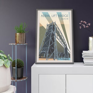 Aerial Lift Bridge Retro Style Poster | Etsy