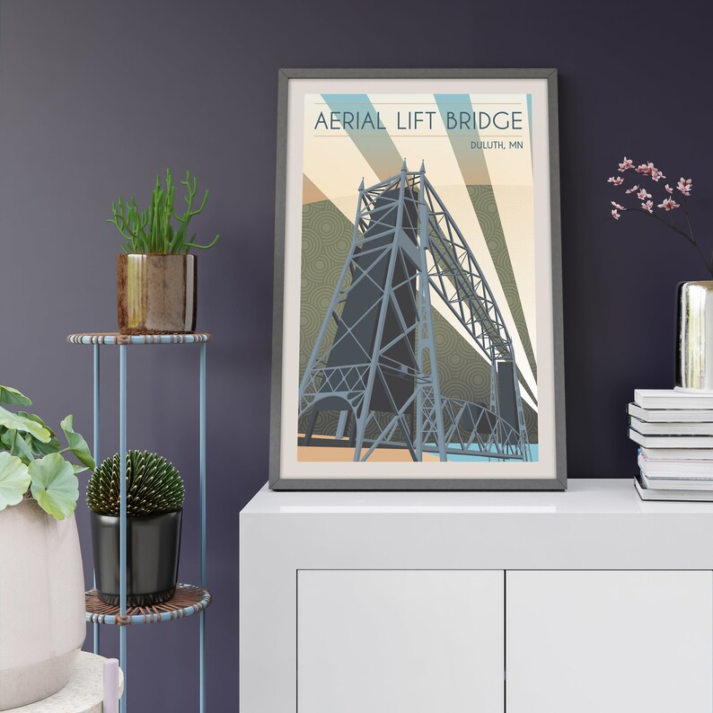 Aerial Lift Bridge Retro Style Poster | Etsy